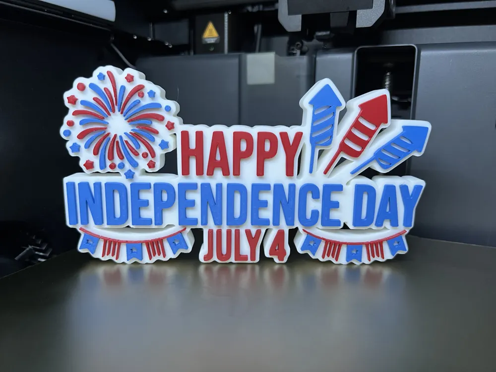 Happy Independence Day Sign by GoodBBQ MakerWorld: Download Free 3D Models