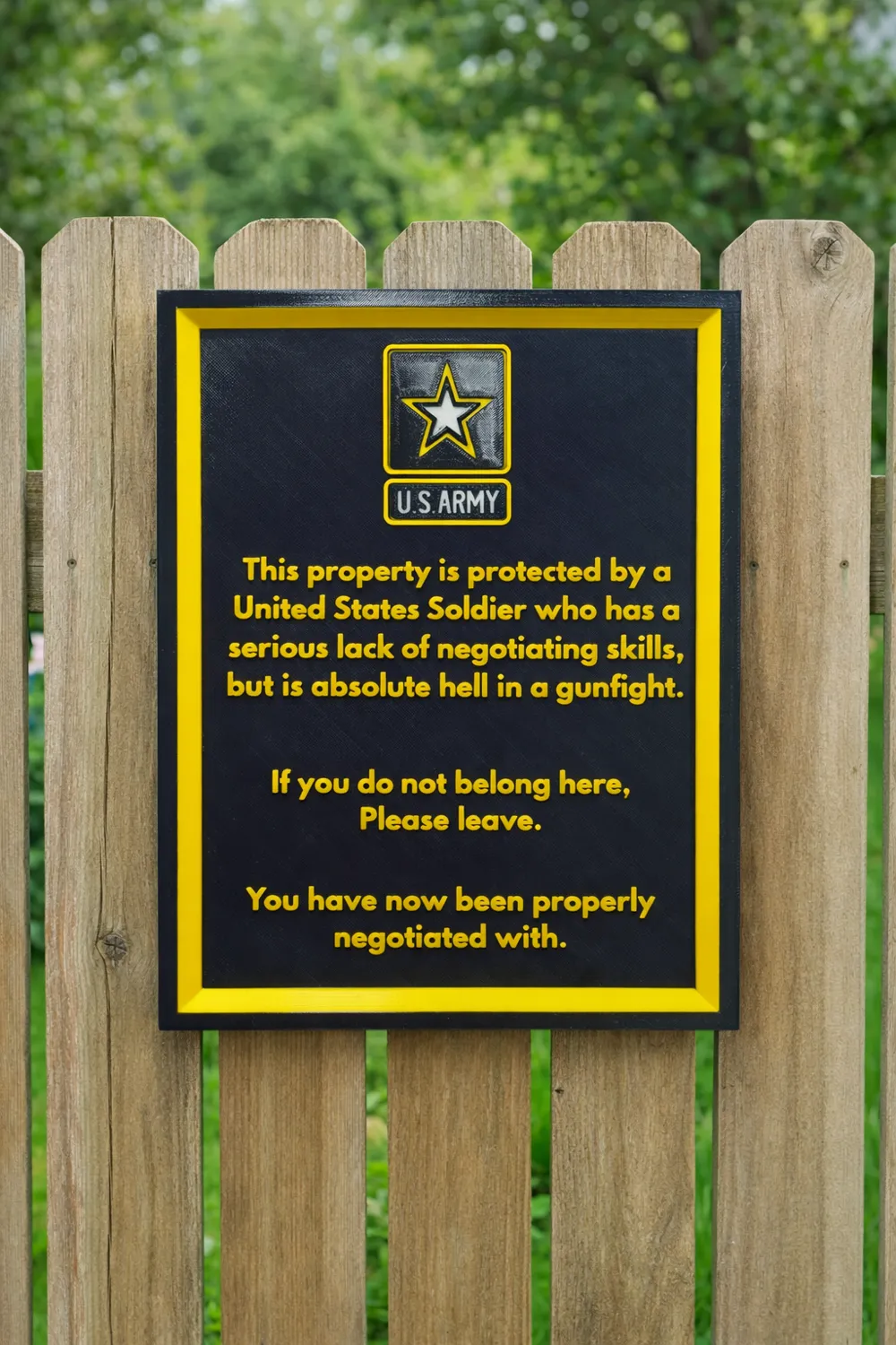 US Army Protected Property Sign - Free 3D Print Model - MakerWorld