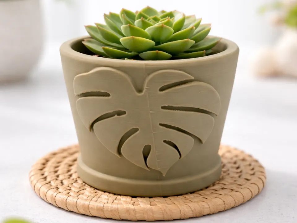 Urban Jungle Pot with Monstera Magic - Free 3D Print Model - MakerWorld