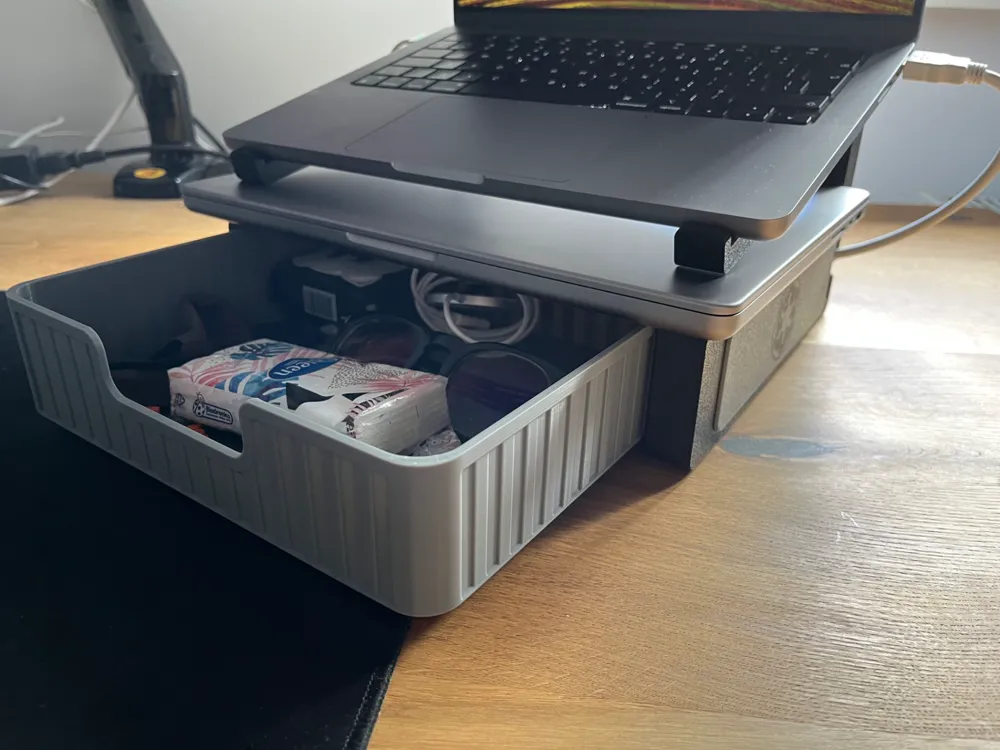 Double laptop stand with a drawer organiser - Free 3D Print Model ...