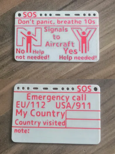 SOS card and emergency numbers by Karel J. - MakerWorld