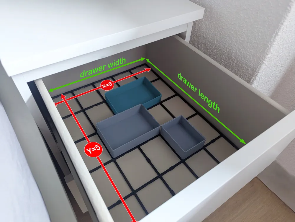 Drawer Grid Configurator - Free 3D Print Model - MakerWorld