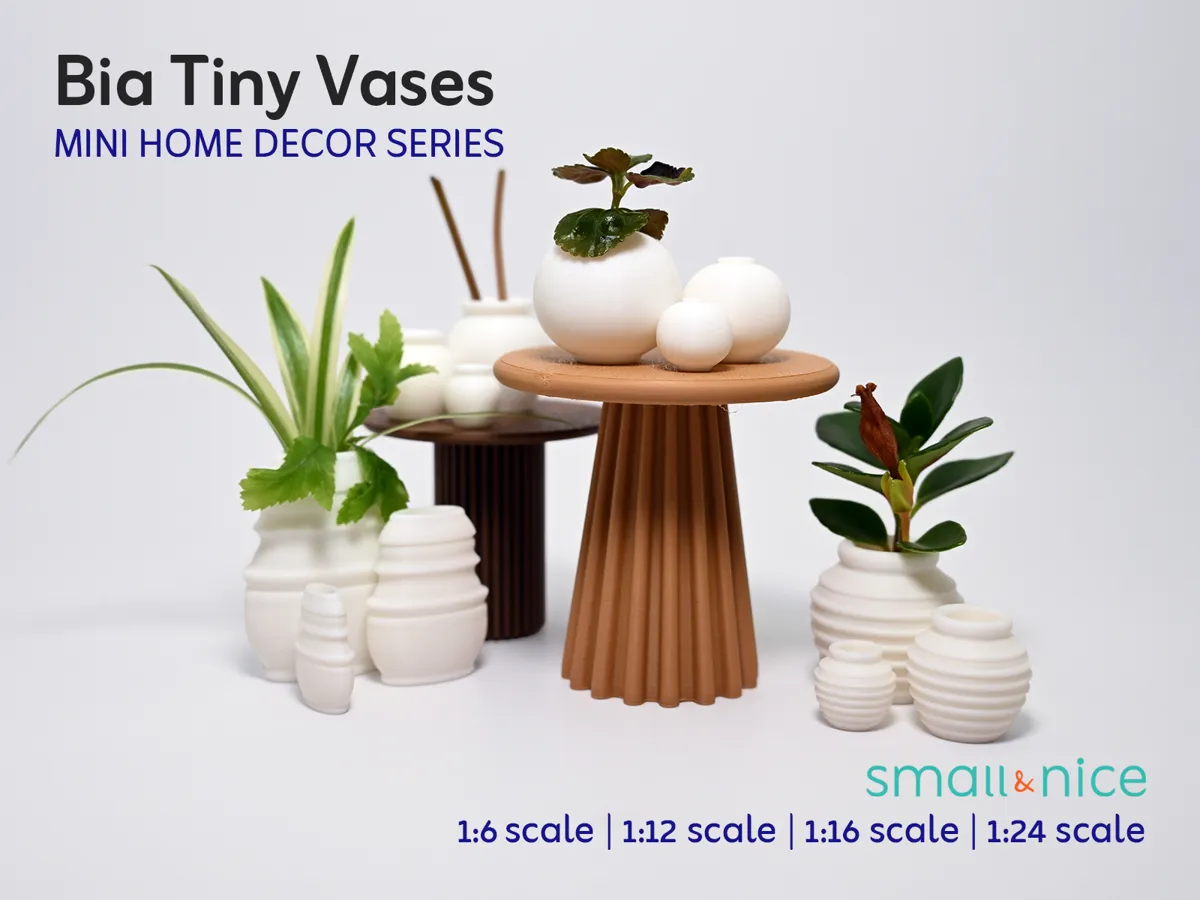 Bia Tiny Vases - Mini Home Decor - Free 3D Print Model - MakerWorld