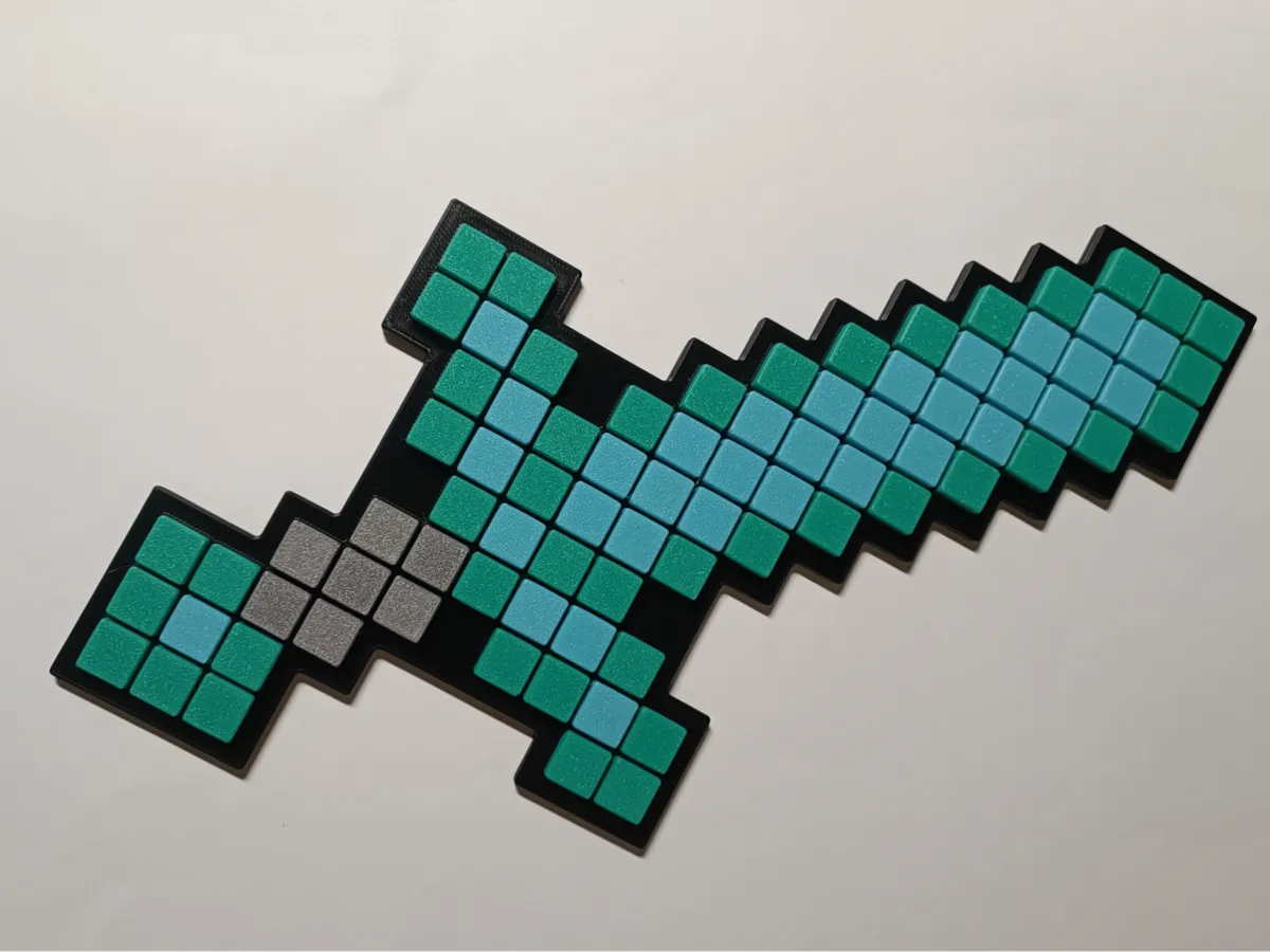 Minecraft diamond sword wall art / No ams - Free 3D Print Model ...