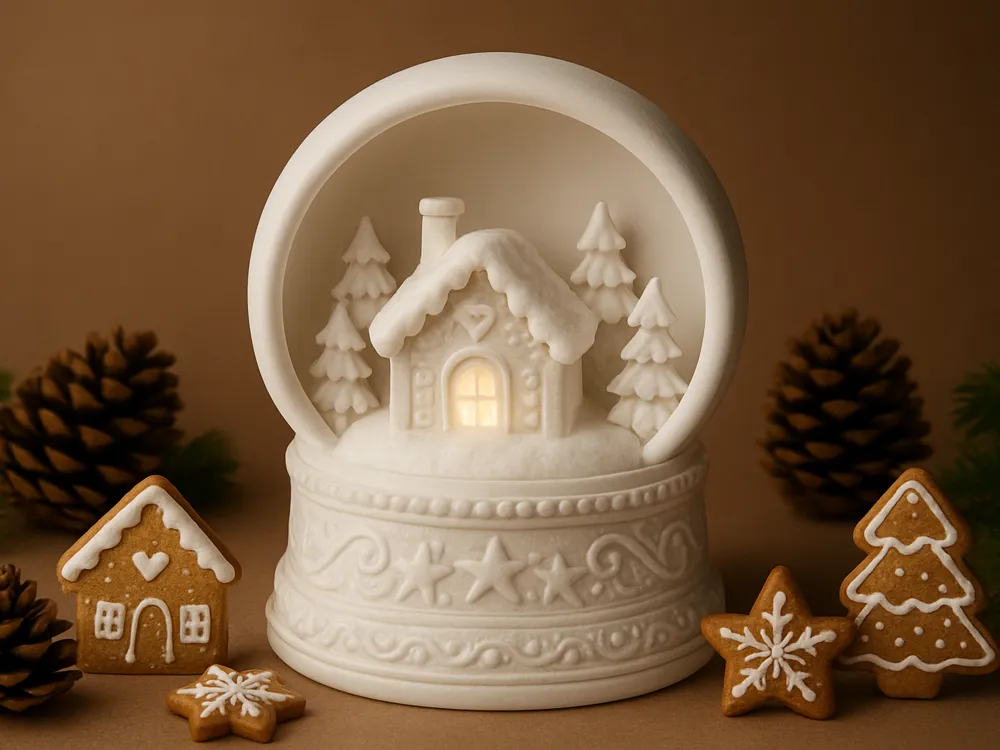 Gingerbread House Snow Globe Winter Village - Free 3D Print Model ...