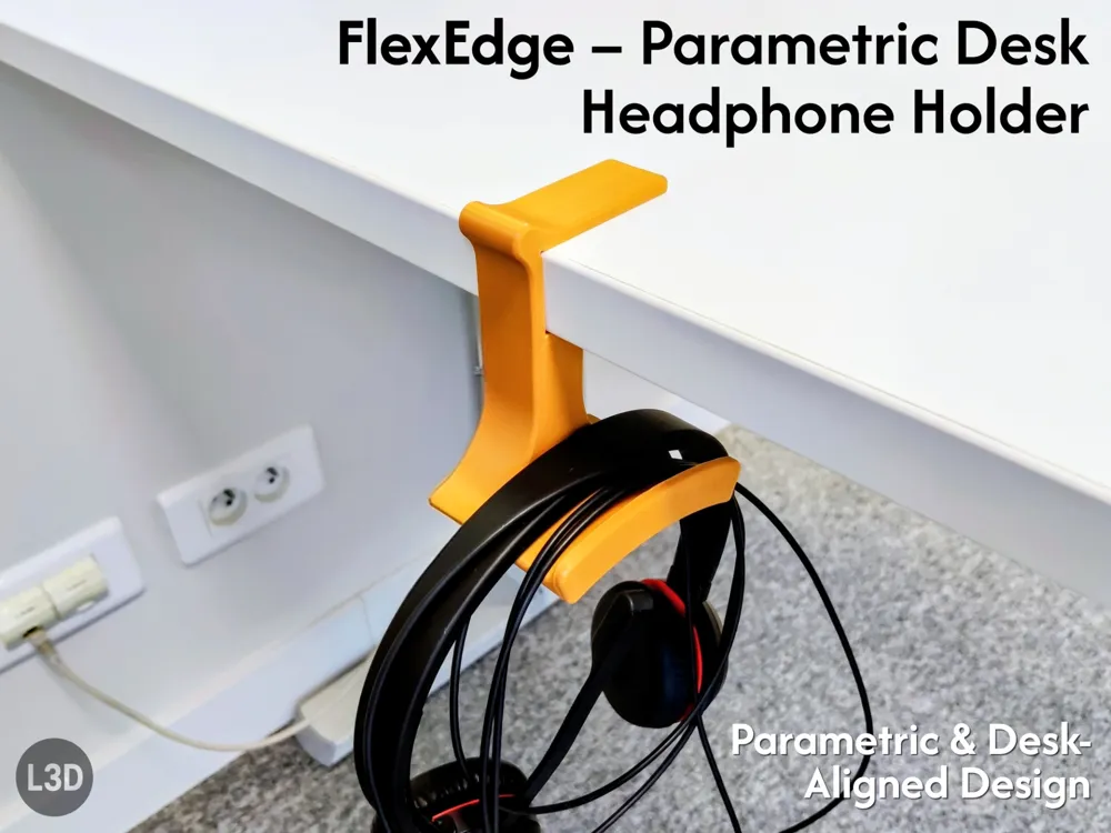 FlexEdge – A Parametric Desk Headphone Holder - Free 3D Print Model ...