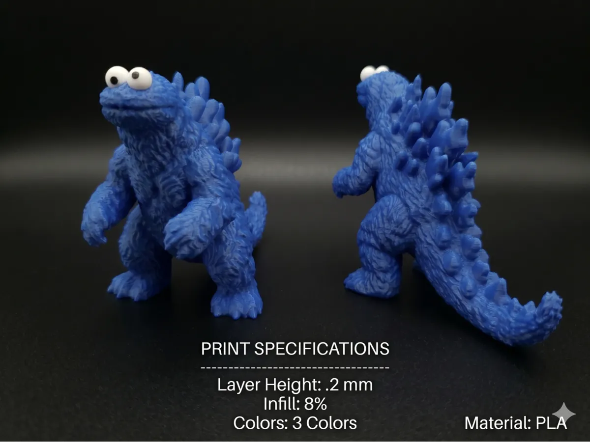 Cookie Monster Godzilla Mashup - Free 3D Print Model - MakerWorld