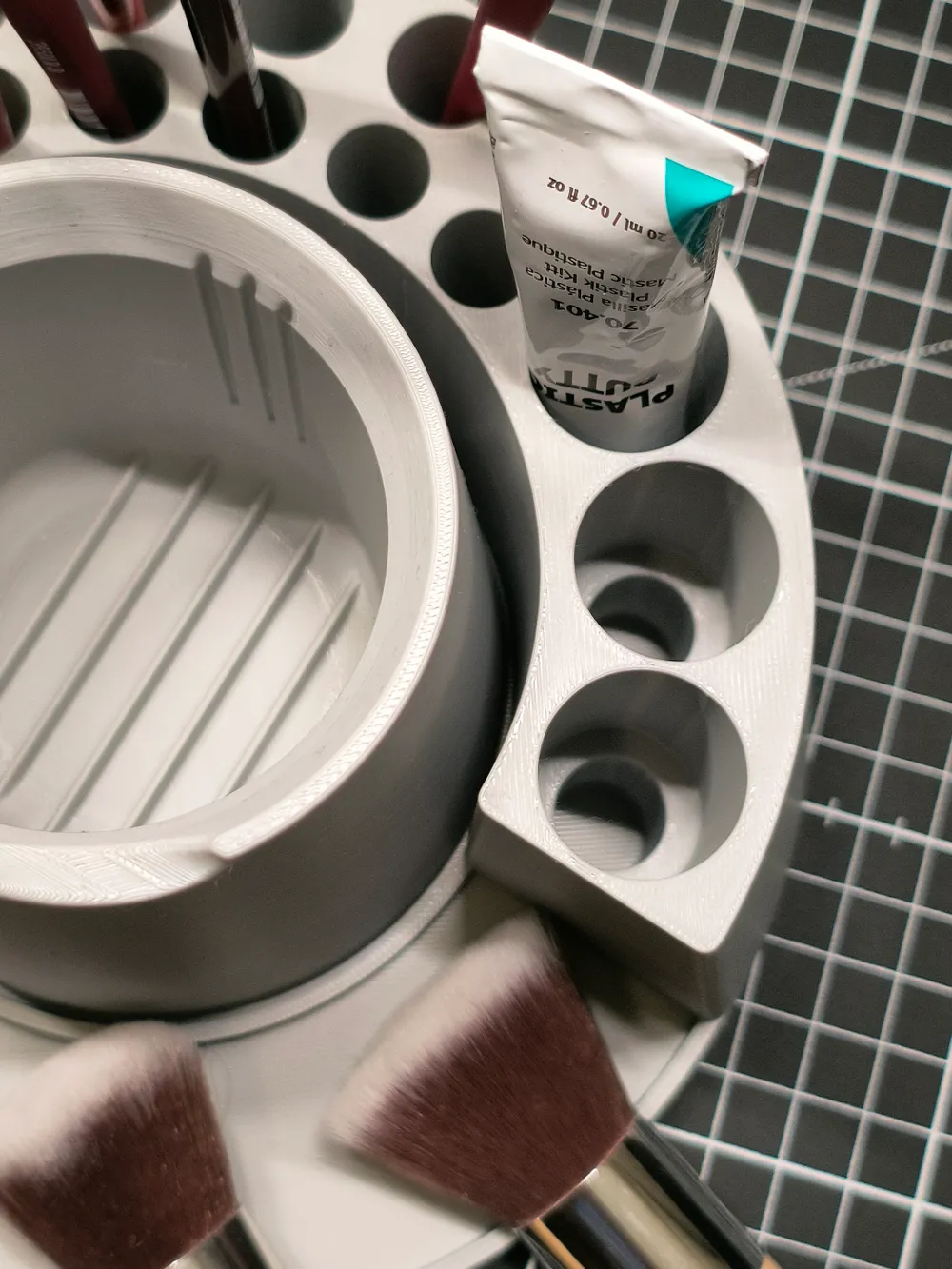 Brush and Water Pot Holder Remix - Free 3D Print Model - MakerWorld
