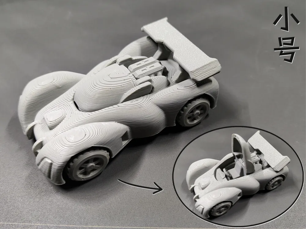 Single-seat race car with movable rear wing (no supports, no hardware ...