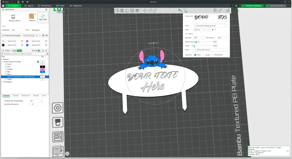 Stitch Cake Toppe - Custom Name, Age & Colors ! - Free 3D Print Model ...