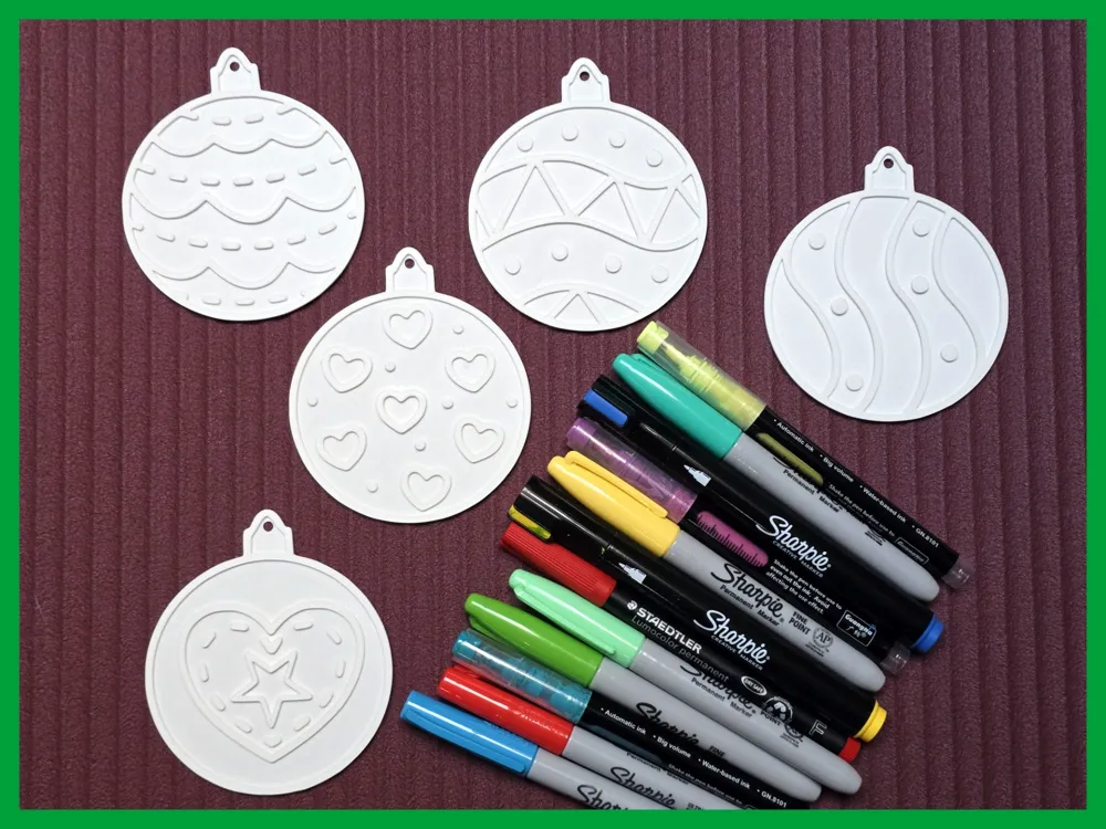 Christmas Bauble Ornament Coloring Festive Pack - Free 3D Print Model ...