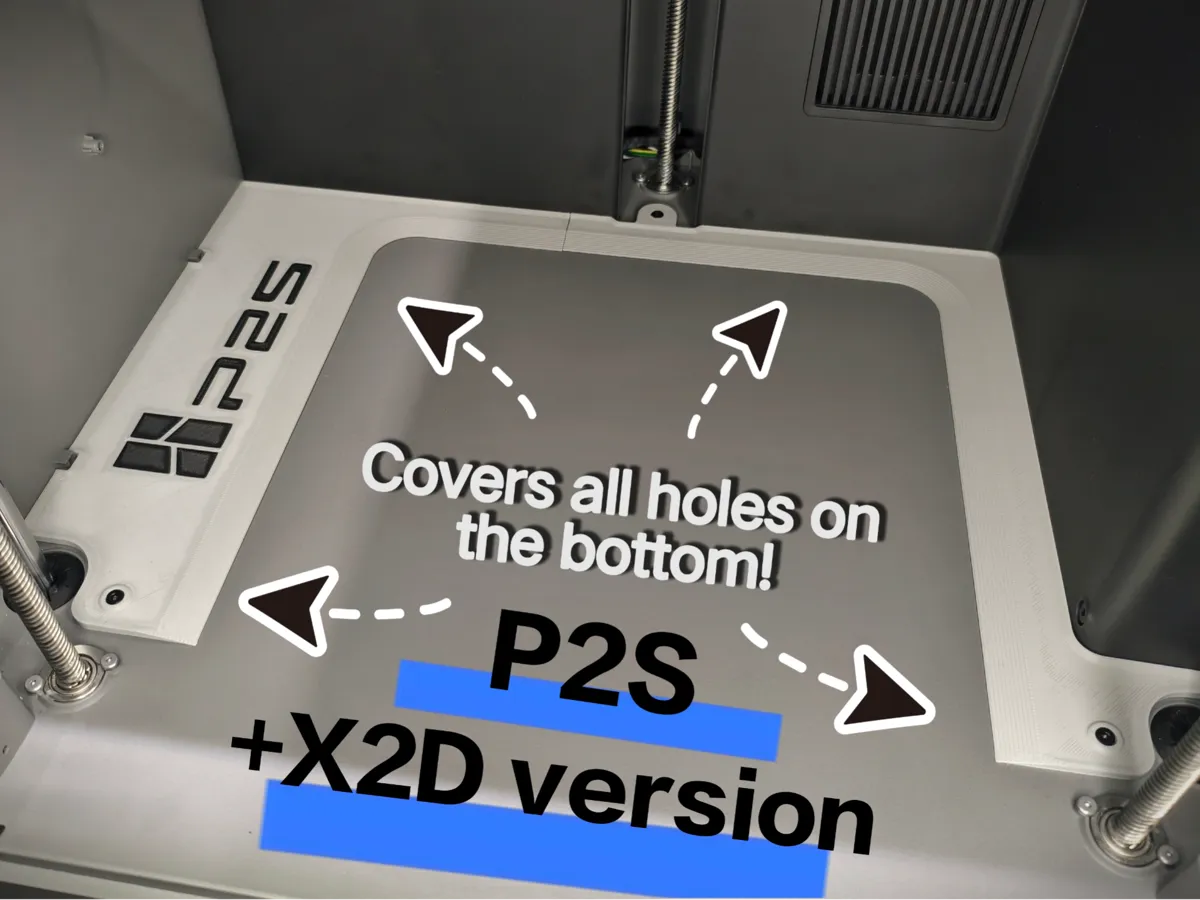 X2D / P2S Dustcover for holes on bottom full cover - Free 3D Print ...