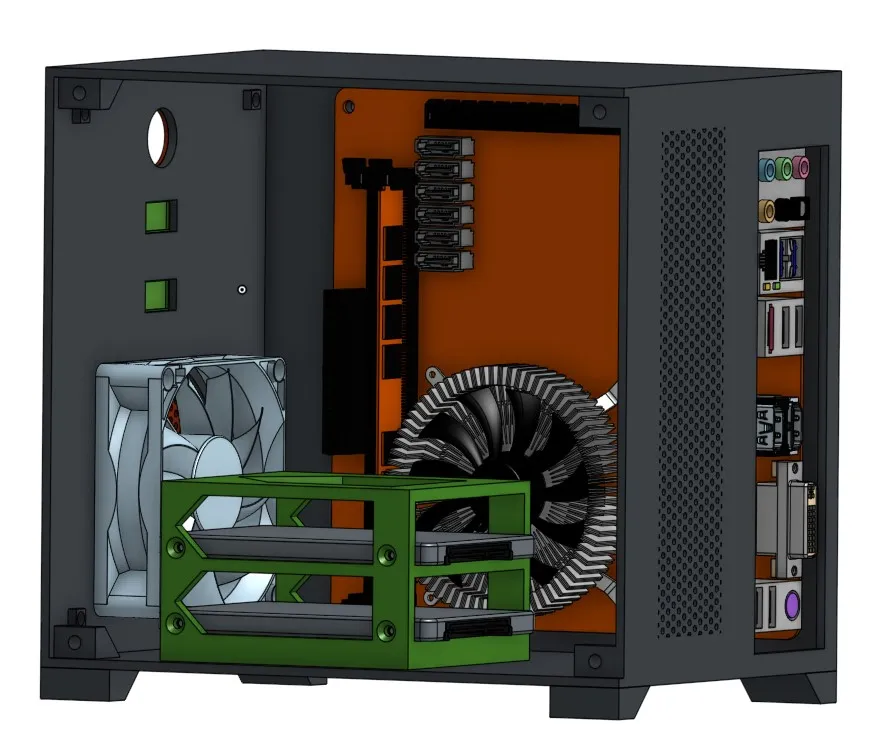 Mini-Itx Server Case with 2/4 disk tower & fan by StampyDriver ...