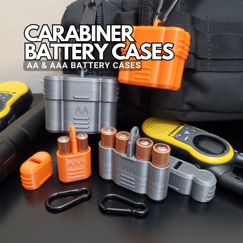 Carabiner AA & AAA Battery Cases Camping Accessory by Ziggy MakerWorld ...