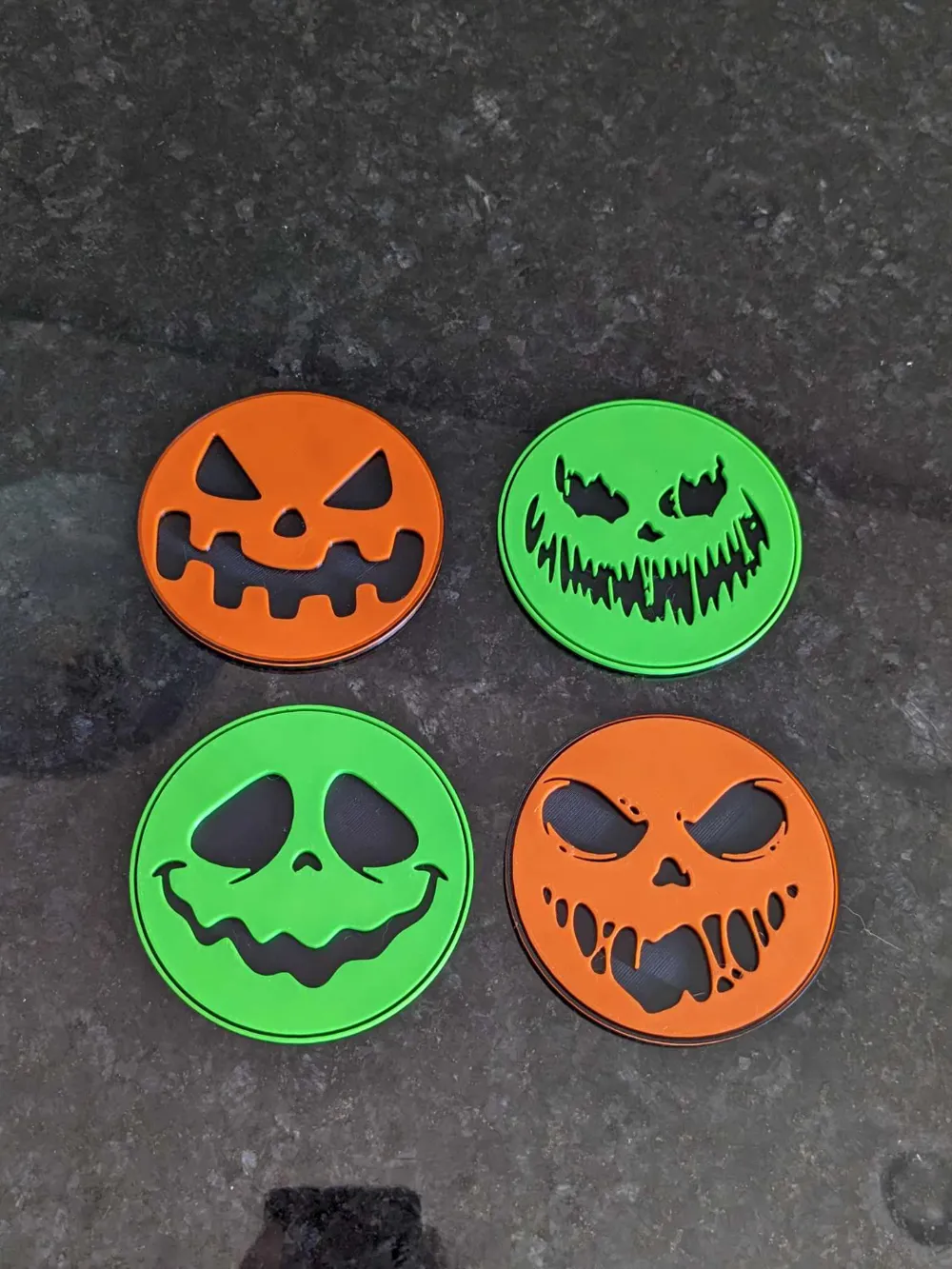 Spooky Halloween Pumpkin Coasters by JSchwieb - MakerWorld