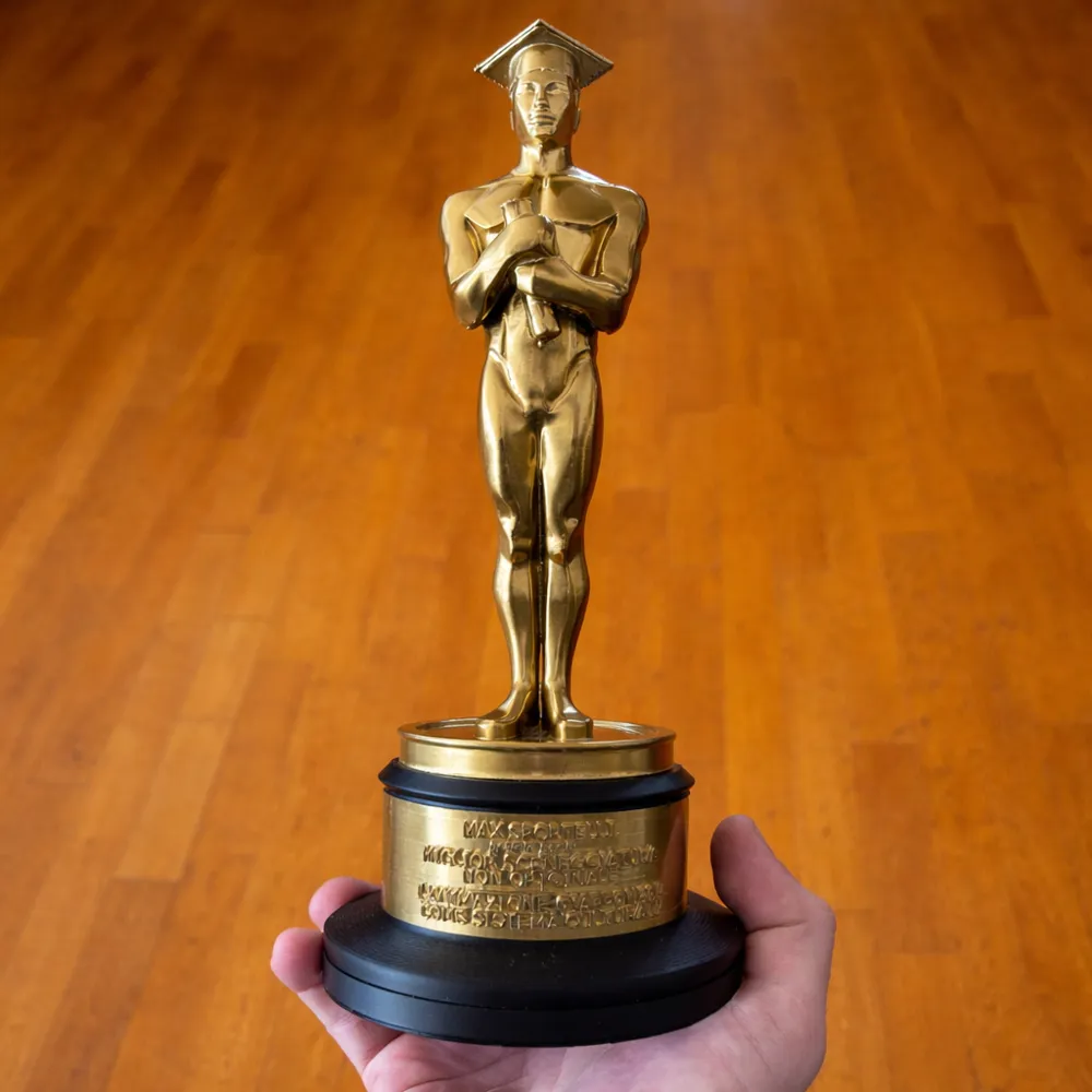 Graduation Statue Trophy with Custom Name Plate - Free 3D Print Model ...