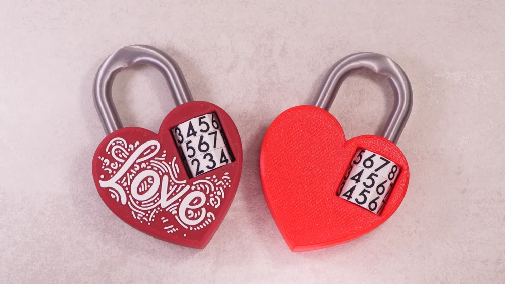 Valentine's Day Heart-Shaped Combination Padlock - Free 3D Print Model ...