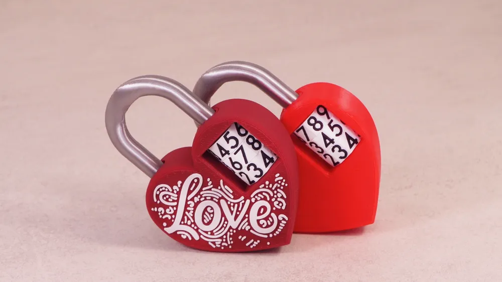 Valentine's Day Heart-Shaped Combination Padlock - Free 3D Print Model ...
