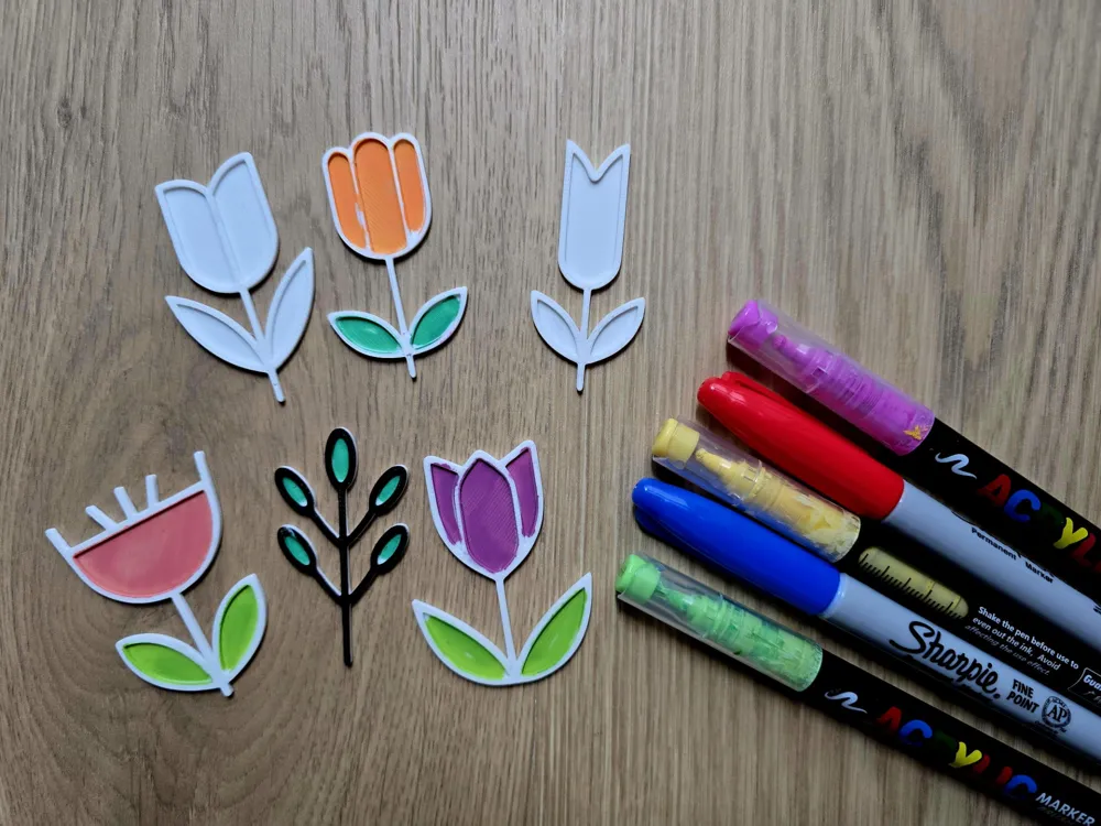 Cute Flower Pack 4 DIY Coloring NO AMS Fun Craft by Merilno3D - MakerWorld