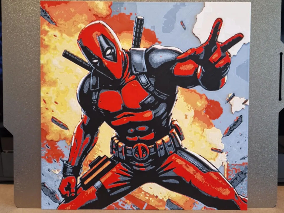 Deadpool explosion - Hueforge - 4 colour - Free 3D Print Model - MakerWorld