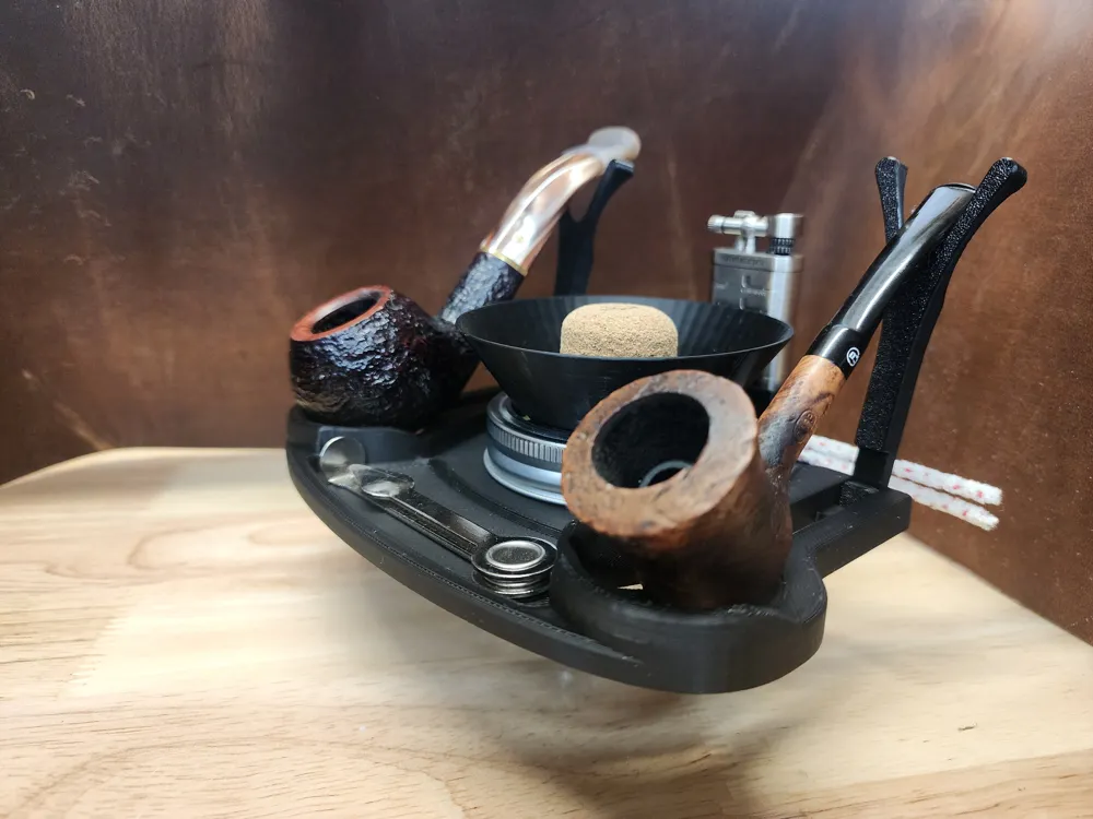 Tobacco Piper's Station: 2 Pipe Stand + Ashtray - Free 3D Print Model ...