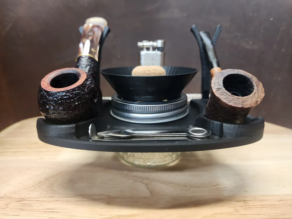 Tobacco Piper's Station: 2 Pipe Stand + Ashtray - Free 3D Print Model ...
