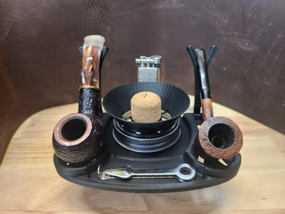 Tobacco Piper's Station: 2 Pipe Stand + Ashtray - Free 3D Print Model ...