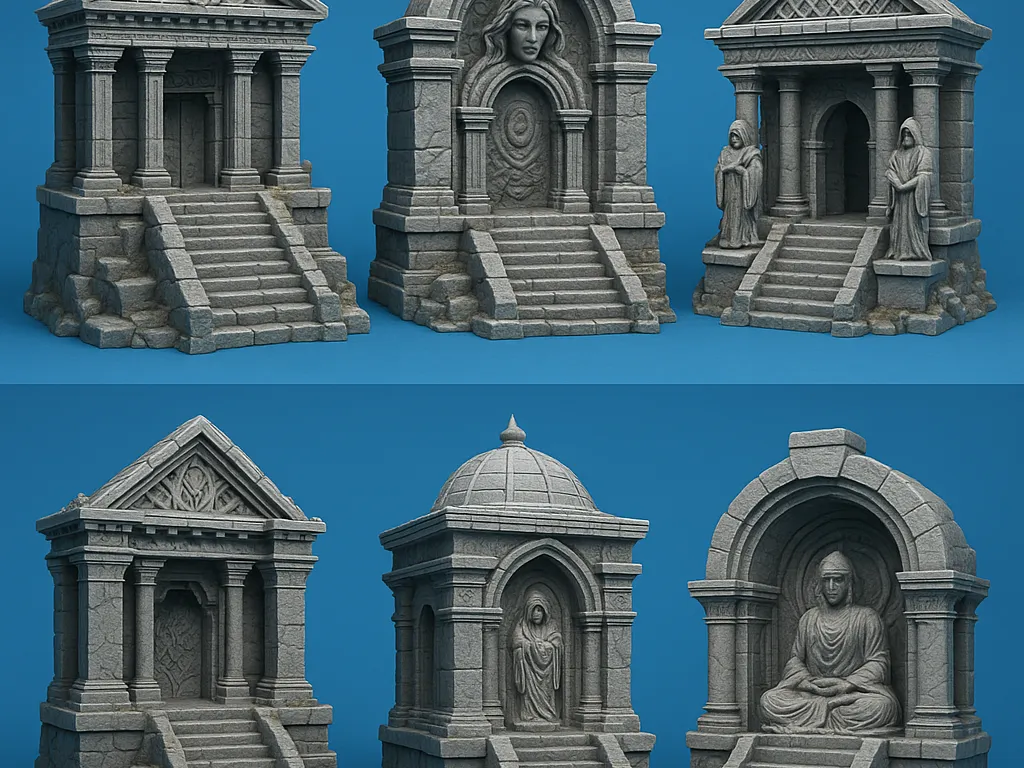 Ancient Fantasy Stone Shrine Set Pack - Free 3D Print Model - MakerWorld