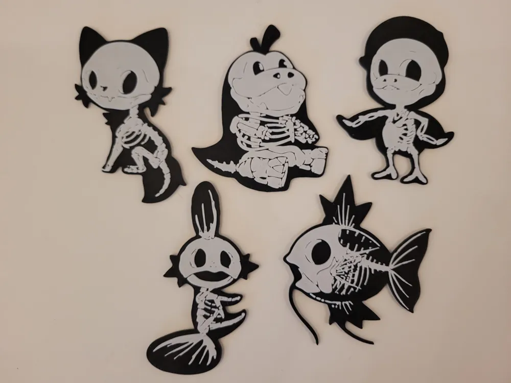 Pokemon Quaxly Skeleton Halloween Skull by izzilight123 - MakerWorld