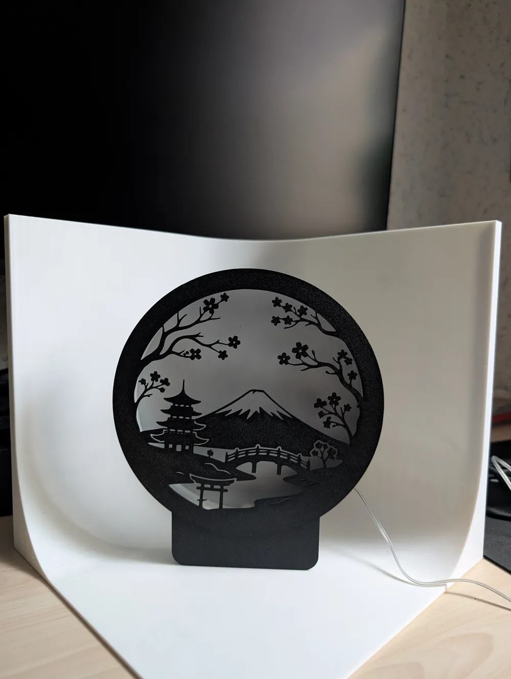 LED Silhouette Lamp Japanese Landscape - Free 3D Print Model - MakerWorld