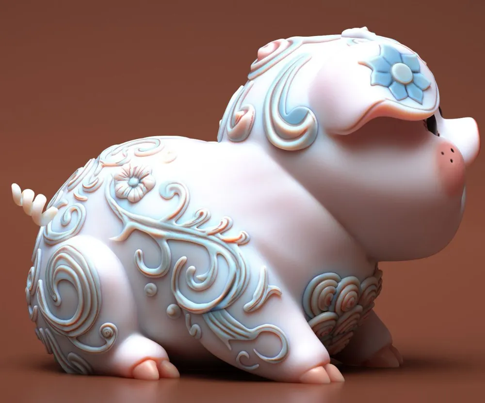 PIG ORNAMENTAL by Messy_Panda MakerWorld: Download Free 3D Models