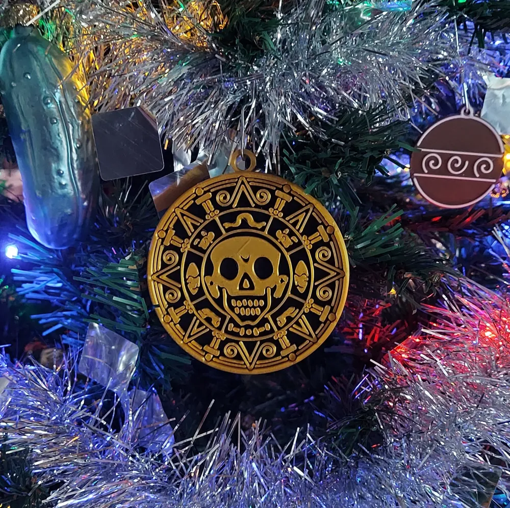 Aztec Skull Coin Ornament Remixed by Obfuscated - MakerWorld