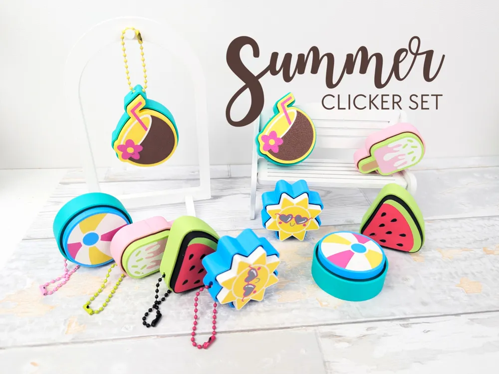 Summer Clickers - Cute Keychain Fidget Toy Set by Plushie MakerWorld ...