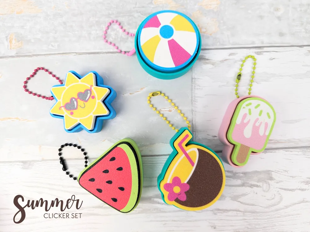 Summer Clickers - Cute Keychain Fidget Toy Set by Plushie MakerWorld ...