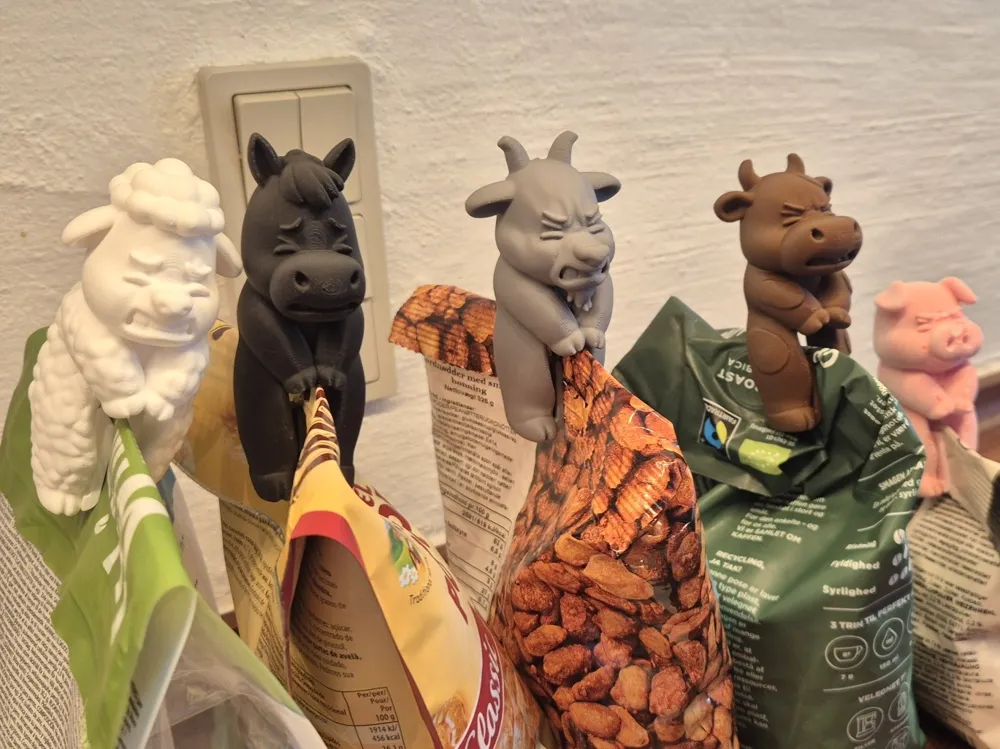 Farm Animal Bag Clip Squad - Free 3D Print Model - MakerWorld