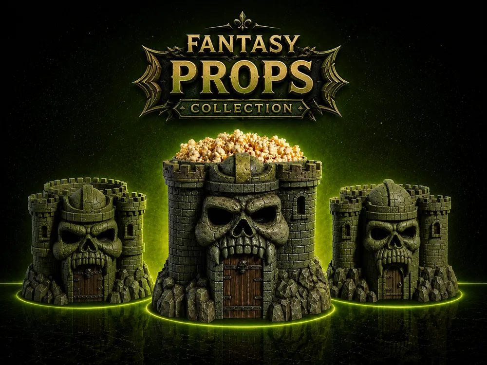Skull Castle Popcorn Bucket - 3 Versions - Free 3D Print Model - MakerWorld