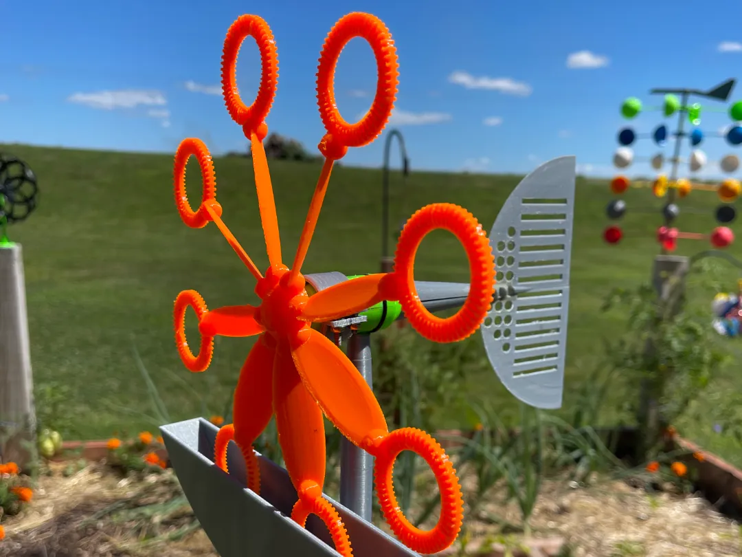 bubble making wind twirler garden flower vane - Free 3D Print Model ...