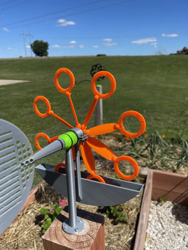 bubble making wind twirler garden flower vane - Free 3D Print Model ...