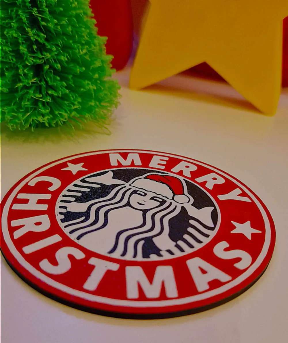 Starbucks Inspired Merry Christmas Coasters by SteveA - MakerWorld