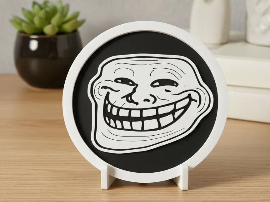 "Troll" meme coaster - Free 3D Print Model - MakerWorld