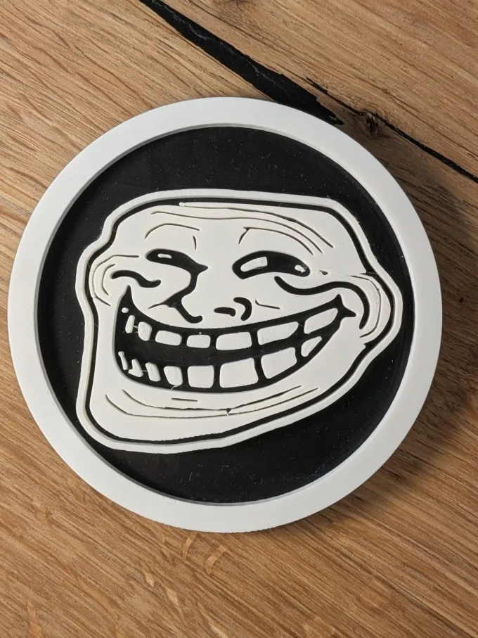 "Troll" meme coaster - Free 3D Print Model - MakerWorld