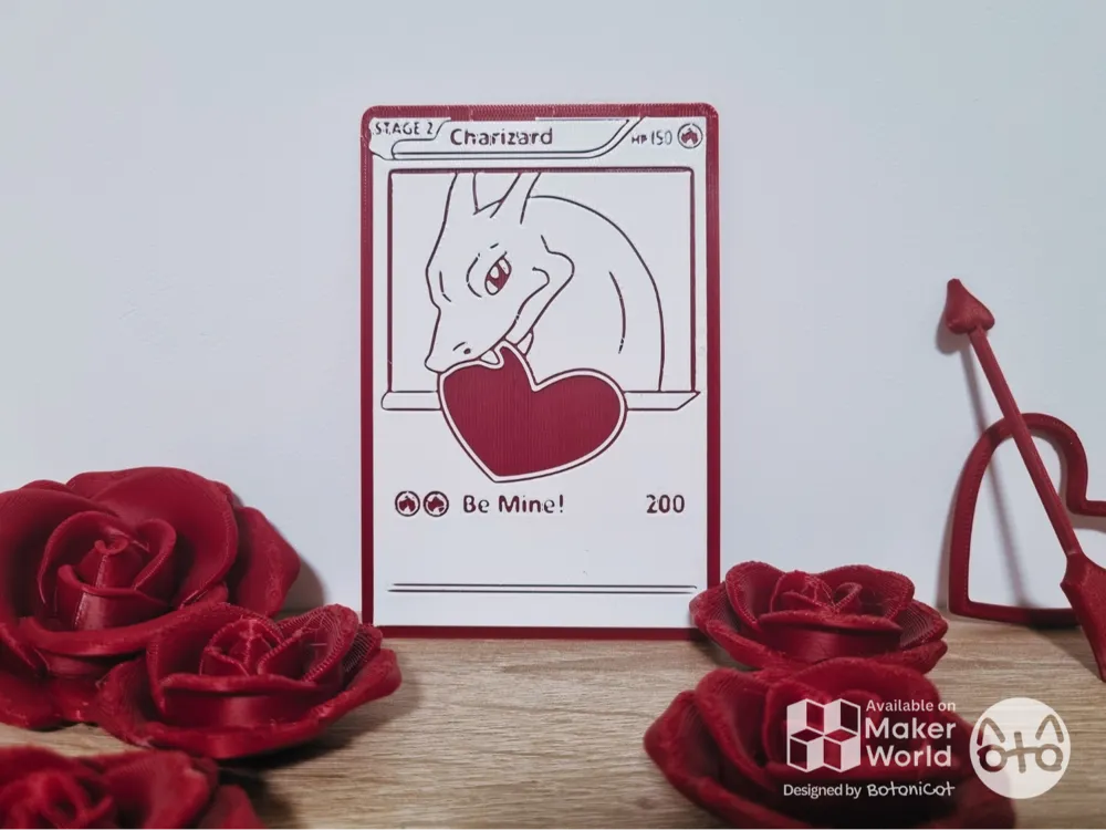 Charizard Custom Valentines Card - “Be Mine!” by BotaniCat - MakerWorld