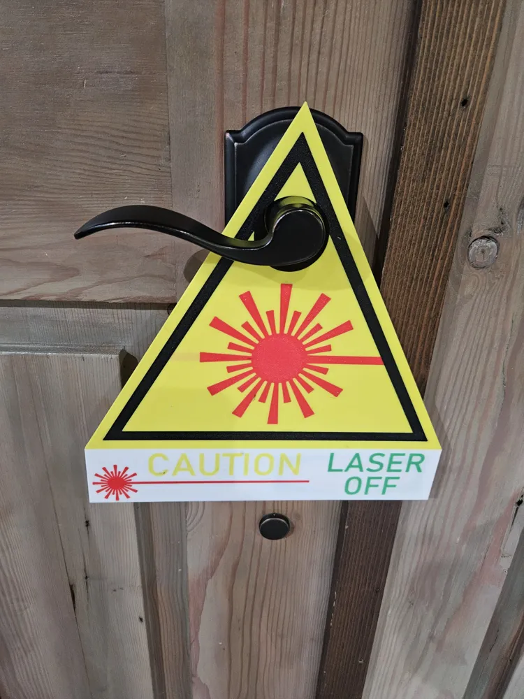 Hangable Laser Radiation Warning Sign, Reversable. by Kresty MakerWorld ...