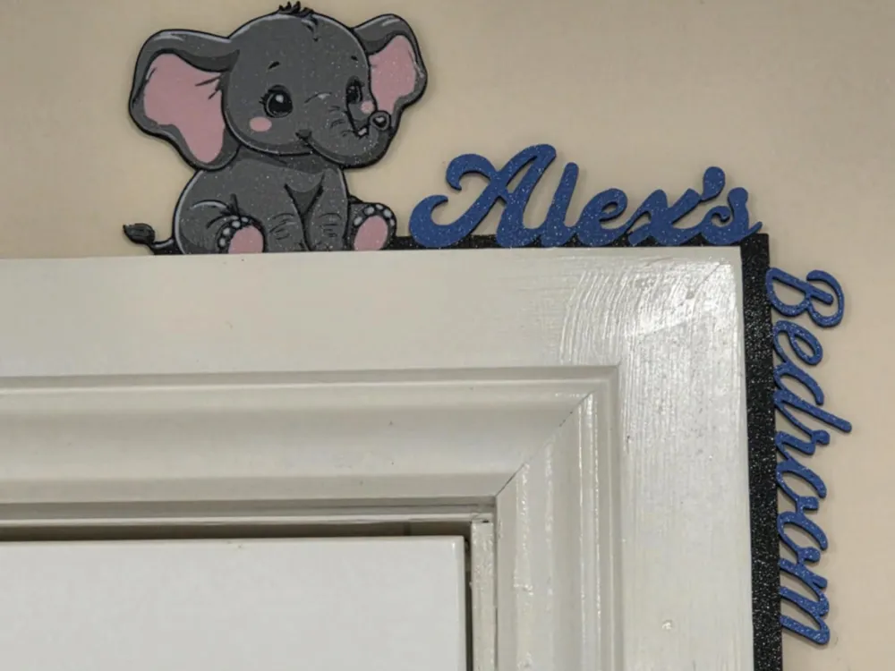 Alex's bedroom door sign elephant cute - Free 3D Print Model - MakerWorld