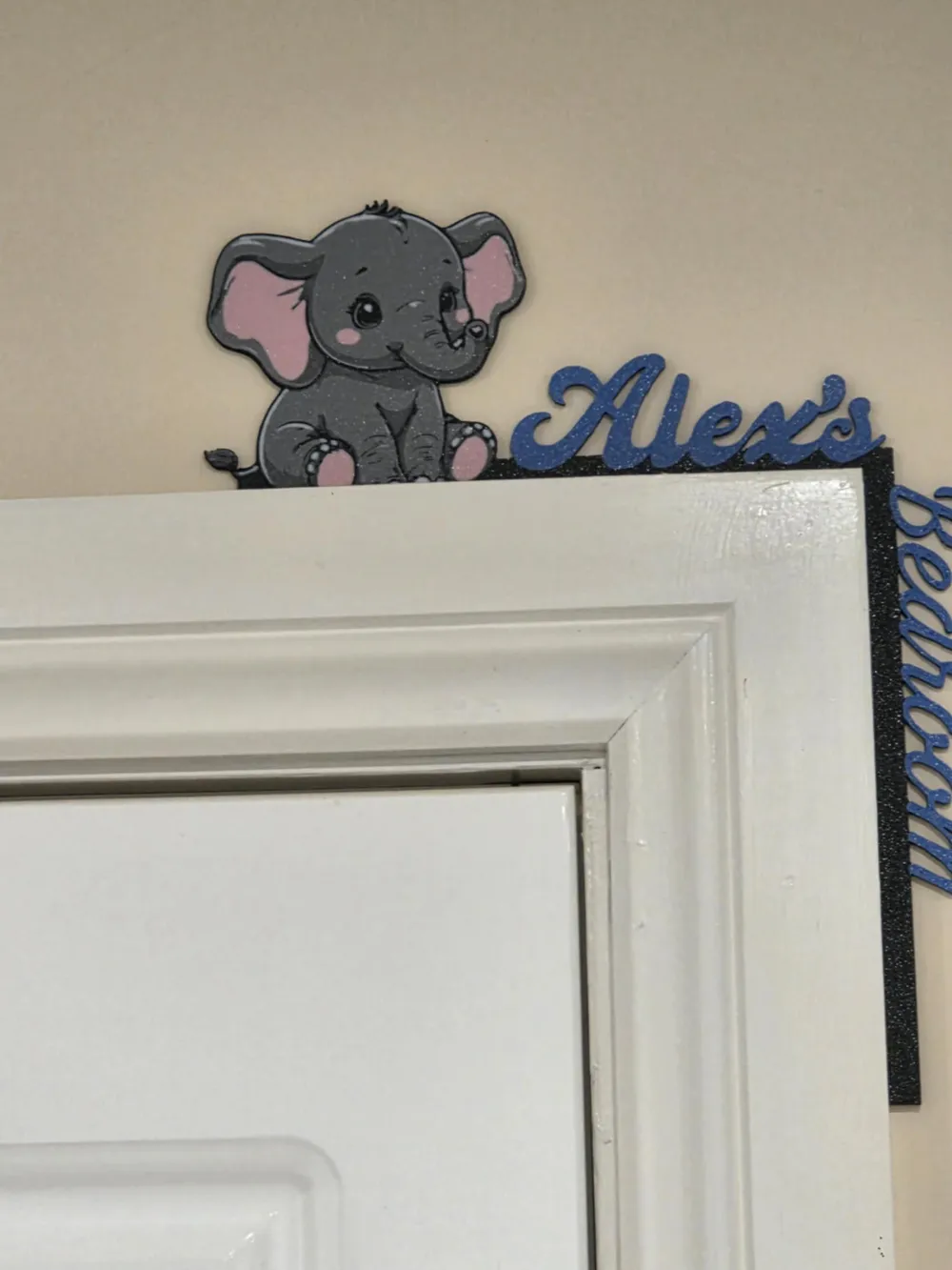 Alex's bedroom door sign elephant cute - Free 3D Print Model - MakerWorld