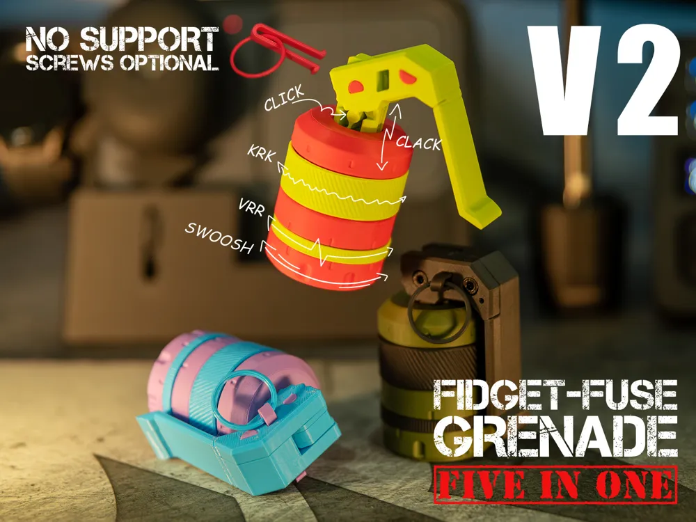 Fidget-Fuse Grenade 5-in-1 Snap-Fit Fidget Toy by Dimension W ...