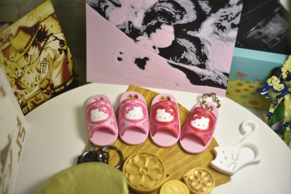 Hello Kitty Slipper Keychain hello kitty keyring by siya MakerWorld ...