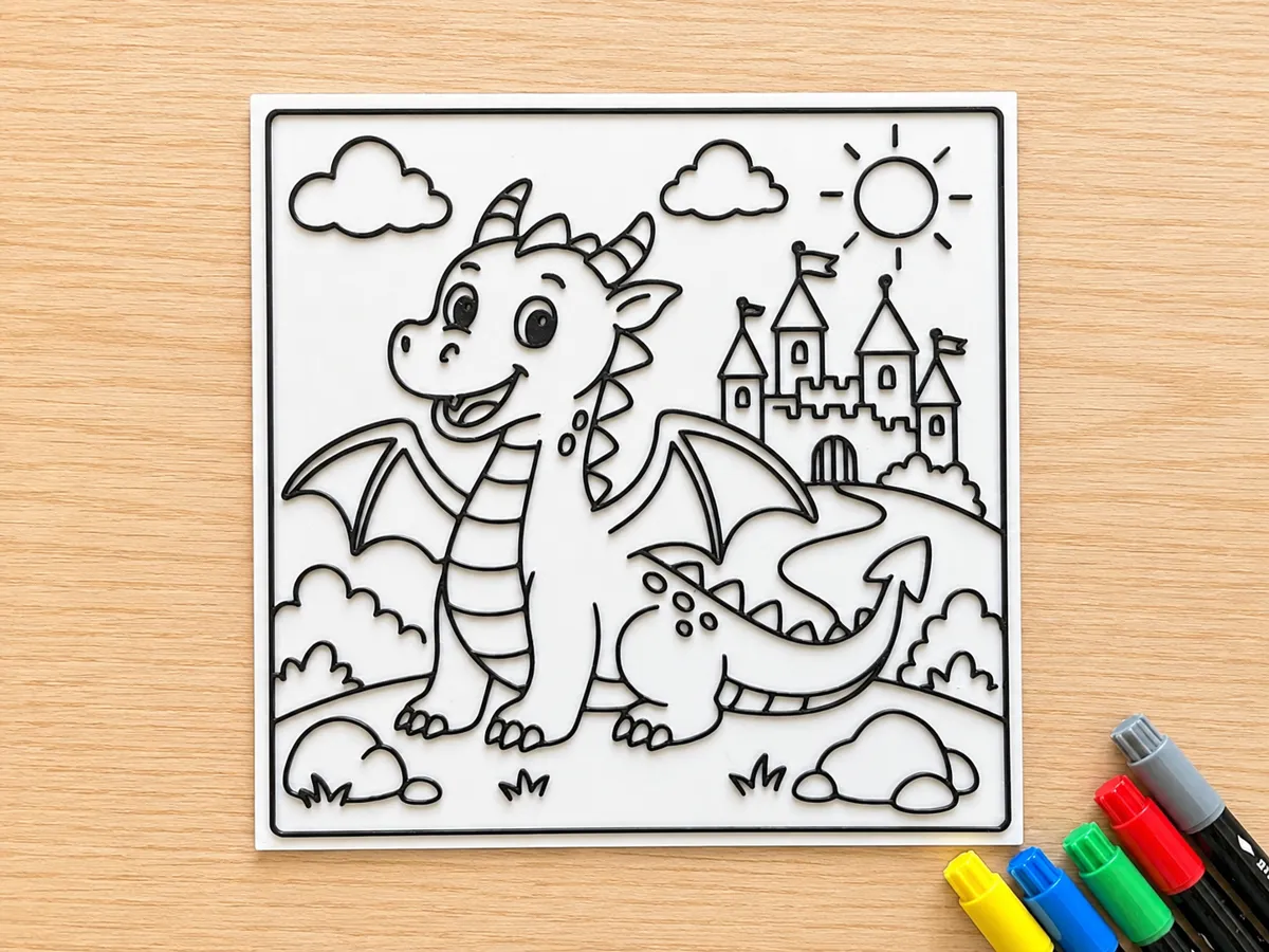 Dragon Coloring Page - Free 3D Print Model - MakerWorld