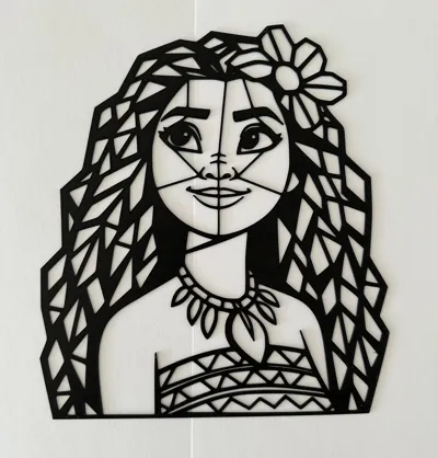 Vaiana Lineart Wallart by D_DesignsMakerWorld: Download Free 3D Models