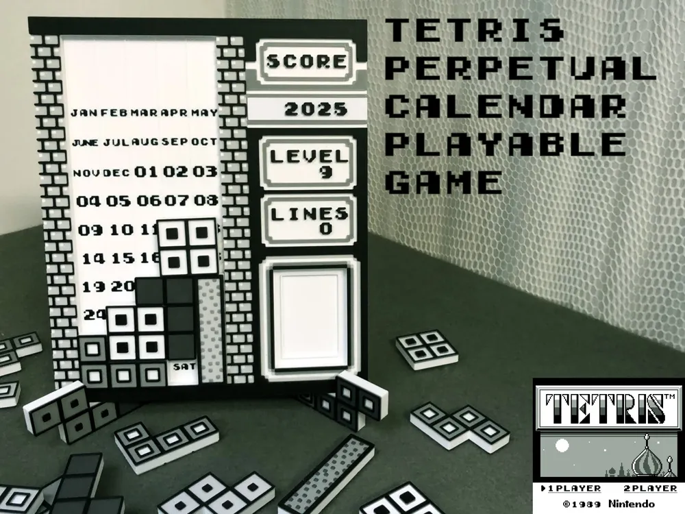 Playable Tetris Perpetual Calendar by Bichopebitou MakerWorld: Download ...